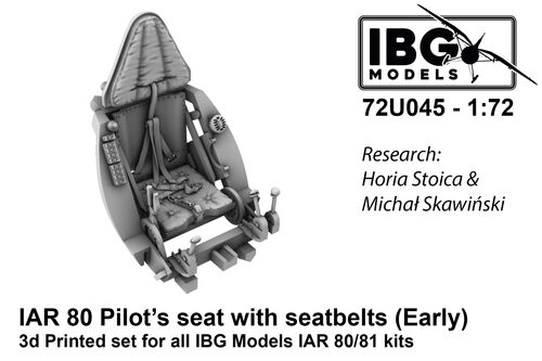 IBG 72U045 Pilot's Seat with Seatbelts for IAR-80/81 C (Early, used until 1941) 3D-Printed (for IBG kits)
