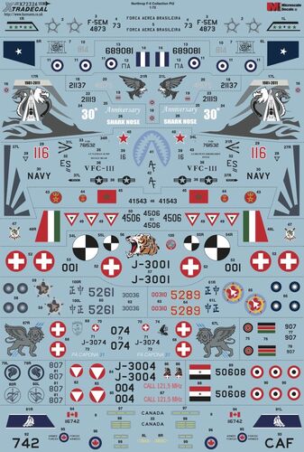 Xtradecal 72326 Northrop F-5 Tiger II Worldwide Collection Part 2 (17 schemes)