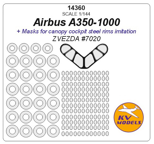 KV Models 14360 Airbus A350-1000 (ZVEZDA) + wheels masks