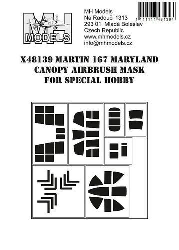 MH Models X48139 Martin 167 Maryland Canopy Airbrush Mask For Special Hobby