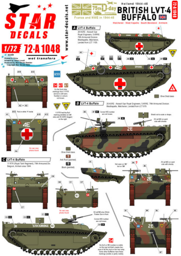 Star-Decals 72-A1048 British LVT-4 Buffalo. British LVT-4 in Holland 1944-45.