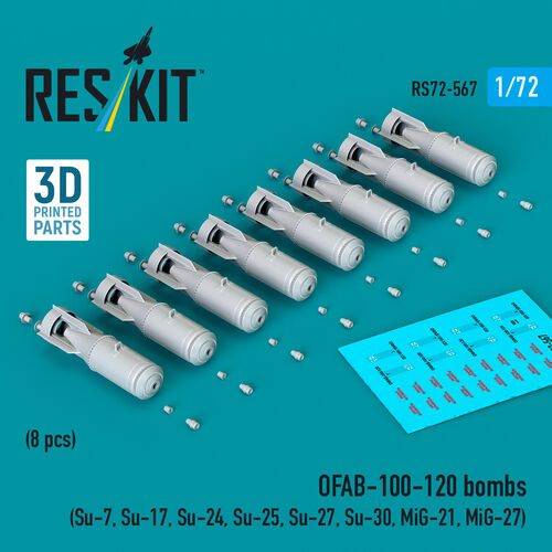 RES/KIT 72-0567 OFAB-100-120 Bombs (8 pcs / 3D Printed)