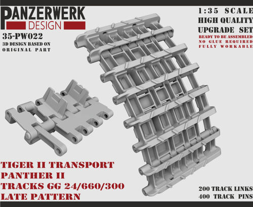 Panzerwerk Design 35-PW022 Tiger II Transport Panther II Tracks GG 24/660/300 Late Pattern