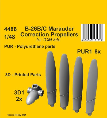 CMK K4486 B-26B/C Marauder Correction Propellers (For ICM Kits)