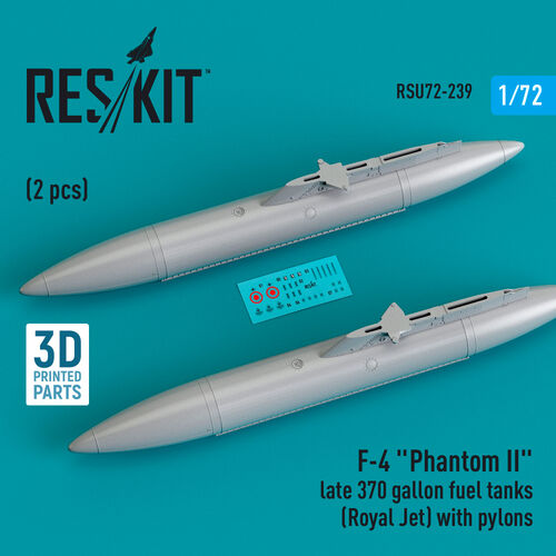 RES/KIT U72-0239 F-4 'Phantom II' Late 370 Gallon Fuel Tanks (Royal Jet) With Pylons (2 pcs)