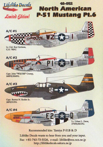 Lifelike Decals 48052 North American P-51 B/D Mustang Part 6 (4 schemes)