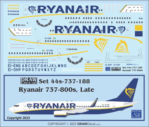 Draw Decal 44-737-188 Boeing 737-800 - Ryanair (Late Version)