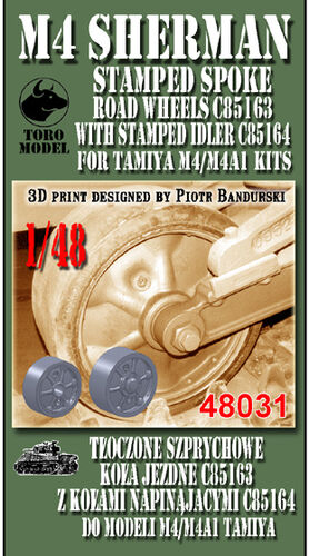 Toro Model 48031 M4 Sherman Stamped Spoke Road Wheels C85163 With Stamped Idler C85164 For M4/M4A1 Kits (Tamiya)