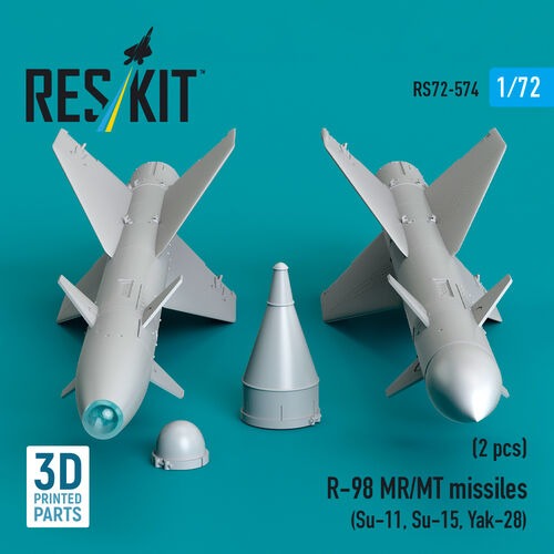 RES/KIT 72-0574 R-98 MR/MT Missiles (2pcs) (Su-11, Su-15, Yak-28) (3D Printed)