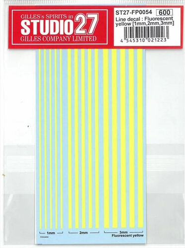 Studio 27 FP0054 Line Decal : Fluorescent Yellow (1 mm, 2 mm & 3 mm)