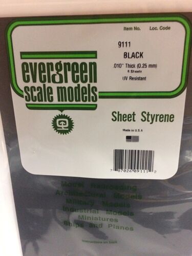 Evergreen 09111 Black Polystyrene Sheet (20 x 30 cm) 0,25 mm (1 pc)