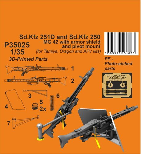 CMK P35025 Sd.Kfz 251D And Sd.Kfz 250 MG 42 With Armor Shield And Pivot Mount (For Tamiya, Dragon And AFV Kits)