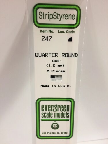 Evergreen 00247 Polystyrene Quarter Round Strips 1,00 mm (35 cm) (1 pcs)