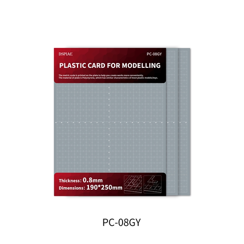 DSPIAE 56735 PC-08GY Plastic Card For Modelling (0.8mm, 3 Sheets)
