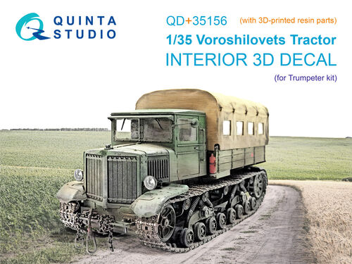 Quinta Studio QD+35156 Voroshilovets Tractor - 3D-Printed & Coloured Interior on Decal Paper with 3D-printed Resin Parts (for Trumpeter Kits)