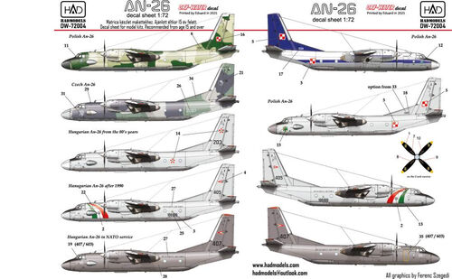 HAD Models 72004 Antonov An-26 - Dry-Water Decal Sheet
