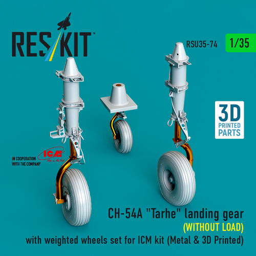 RES/KIT U35-0074 CH-54A 'Tarhe' Landing Gear (Without Load) With Weighted Wheels Set For ICM Kit (Metal & 3D Printed)