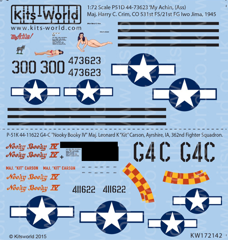 Kits World 172142 North American P-51 D/K Mustang ('My Achin, (Ass)' and 'Nooky Booky IV')