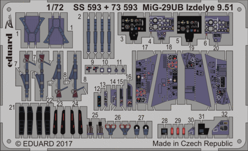 DISCONTINUED Eduard 73593 MiG-29UB Izdelye 9.51 TRUMPETER