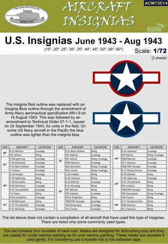 Armycast ACM73014 U.S. Insignias June 1943 - August 1943