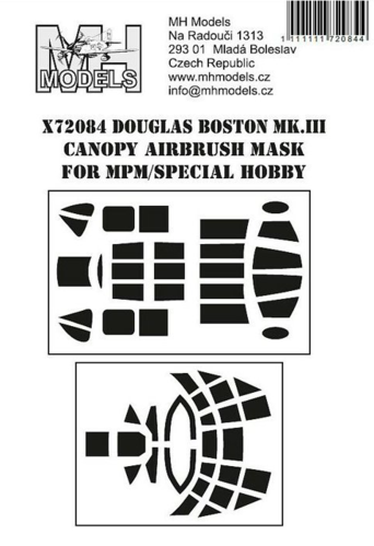 MH Models X72084 Douglas Boston Mk.III Canopy airbrush mask for MPM / Special Hobby