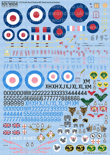 Kits World 172214 Avro Vulcan B.2 General Markings Decal Sheet