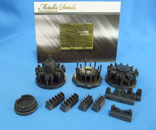 Metallic Details MDR3204 Pratt & Whitney R-1830 Set contains resin and photo-etched parts for detailing 1 engine of the aircraft (designed to be used with B-24 Hobby Boss kits)