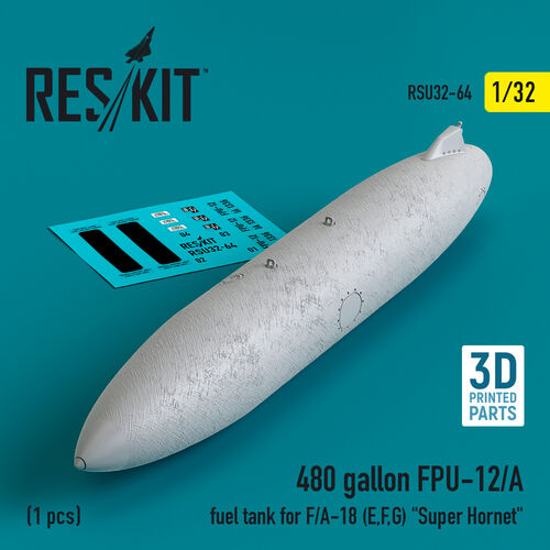 RES/KIT U32-0064 480 Gallon FPU-12/A Fuel Tank For F/A-18 (E, F, G) 'Super Hornet' (1pc) (3D Printed)