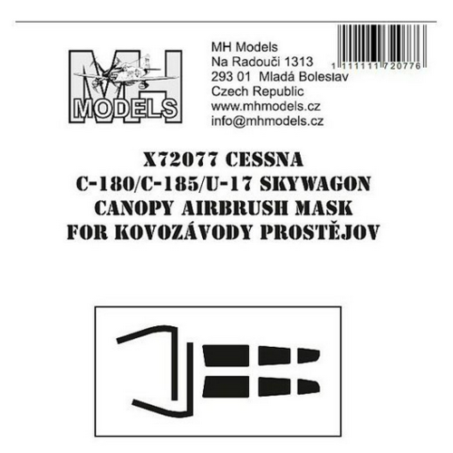 MH Models X72077 Cessna C-180/C-185/U-17 Skywagon canopy airbrush mask for Kovozávody Prostějov