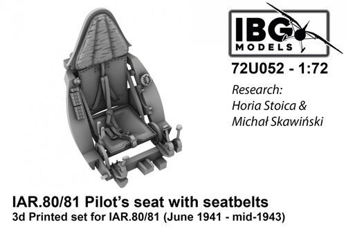 IBG 72U052 IAR.80/81 Pilot's Seat With Seatbelts - 3D Printed Set For IAR.80/81 (June 1941 - Mid-1943)