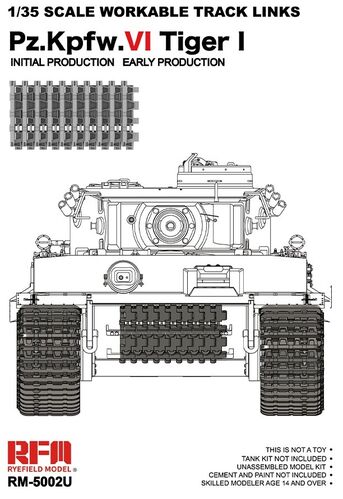 Rye Field Model RM-5002U Workable Track Links for Pz.Kpfw.VI Tiger I Initial Production Early Production