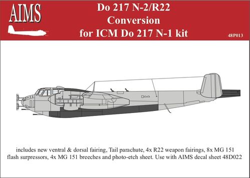 Aims 48P013 Dornier Do-217 N-2 - Conversion Set (designed to be used with ICM Do-217N-1 kits)