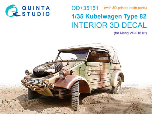 Quinta Studio QD+35151 Kubelwagen Type 82 - 3D-Printed & Coloured Interior on Decal Paper with 3D-Printed Resin Parts (for Meng VS-016 Kits)