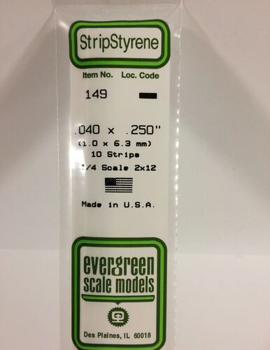 Evergreen 00149 Polystyrene Strip 1,00 x 6,30 mm (35 cm) (1 pcs)