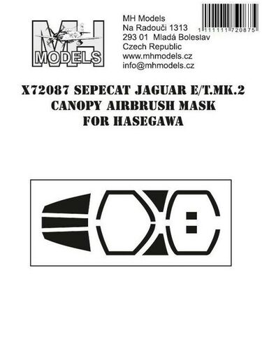 MH Models X72087 SEPECAT Jaguar E/T.Mk.2 canopy airbrush mask for Hasegawa