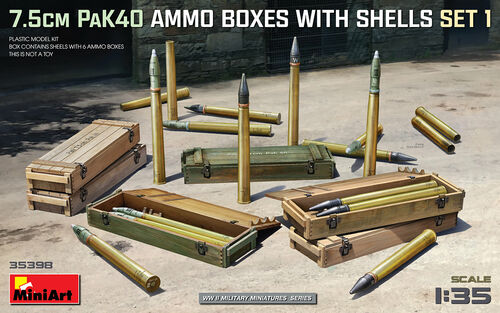 MiniArt 35398 7,5cm PaK40 Ammo Boxes with Shells Set 1