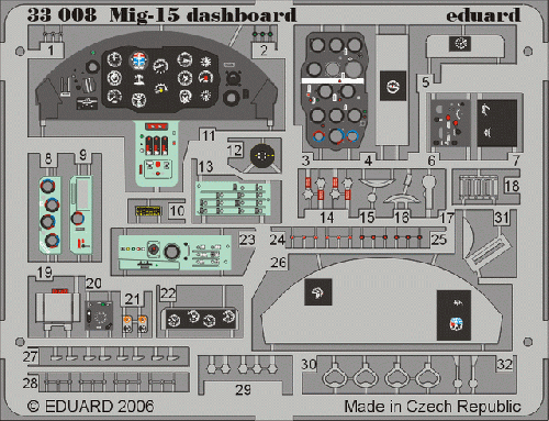 Eduard 33008 MiG-15 dashboard 1/32 TRUMPETER