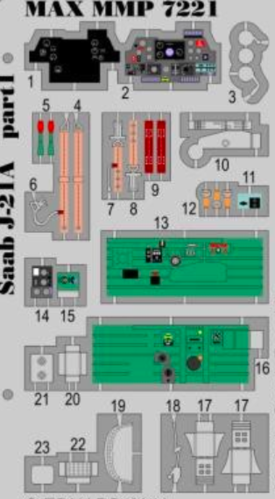 Maestro Models P7221 SAAB J21A detail set PRE-PAINTED