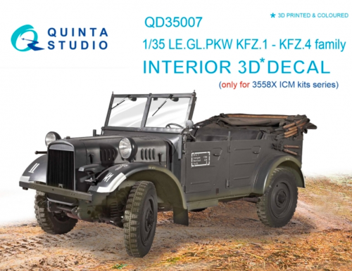 Quinta Studio QD35007 KFZ 1-4 3D-Printed and coloured Interior on decal paper