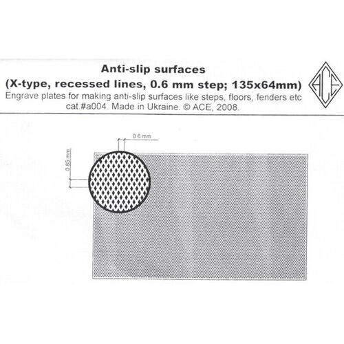 ACE a004 Anti-Slip Surfaces (X-Type, Recessed Lines, 0.6mm Step; 135mm x 64mm)