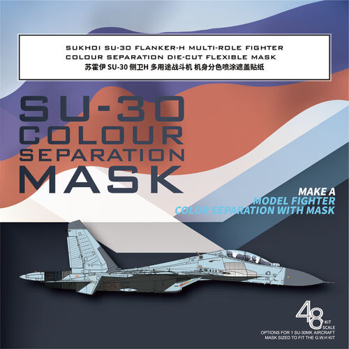 Galaxy-Model D48059 Sukhoi Su-30 Flanker-H Multi-Role Fighter - Color Separation Die-Cut Flexible Mask (For G.W.H L4830, L4826)