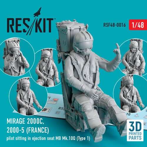 RES/KIT F48-0016 Mirage 2000C, 2000-5 (FRANCE) Pilot Sitting In Ejection Seat MB Mk.10Q (Type 1)