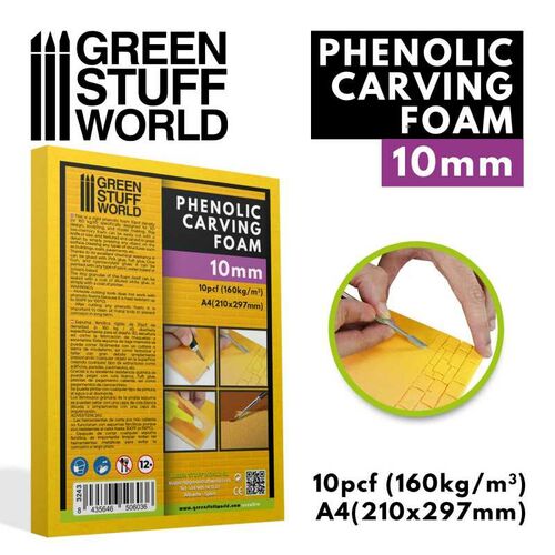 Green Stuff World 3243 Phenolic Carving Foam 10mm - A4 size
