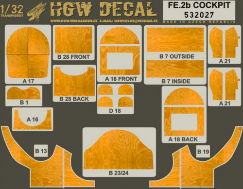 HGW Models 532027 FE.2b - Cockpit Decals