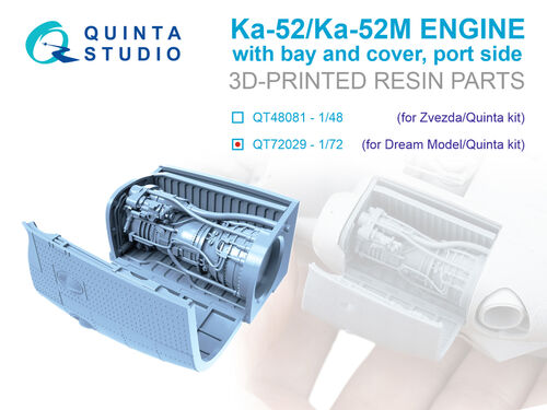 Quinta Studio QT72029 Kamov Ka-52 / Ка-52 М - Engine with Bay and Cover, Portside (for Dream Model and Quinta Kits)
