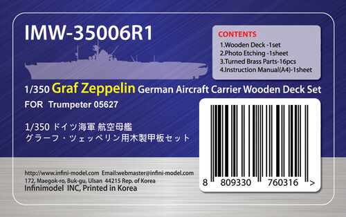 Infinimodel IMW35006R1 German Aircraft Carrier Graf Zeppelin - Wooden Deck Set (for Trumpeter 05627 Kit)