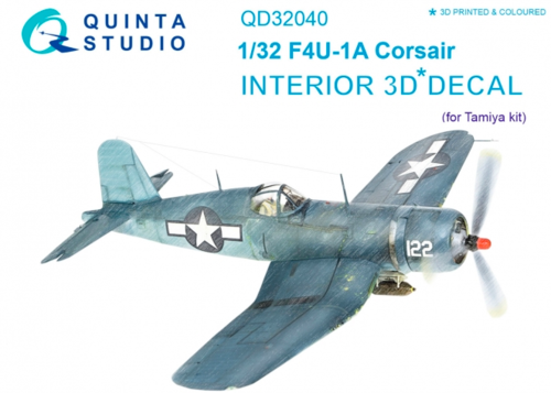 Quinta Studio QD32040 F4U-1A Corsair 3D-Printed and coloured Interior on decal paper
