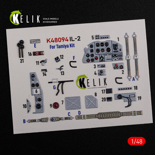 KELIK K48094 IL-2 Shturmovik Interior 3D Decals For Tamiya Kit