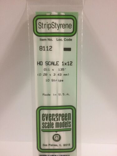 Evergreen 08112 "O" Scale Polystyrene Strip (35 cm) 0,28 x 3,43 mm (1 x 12) (1 pc)