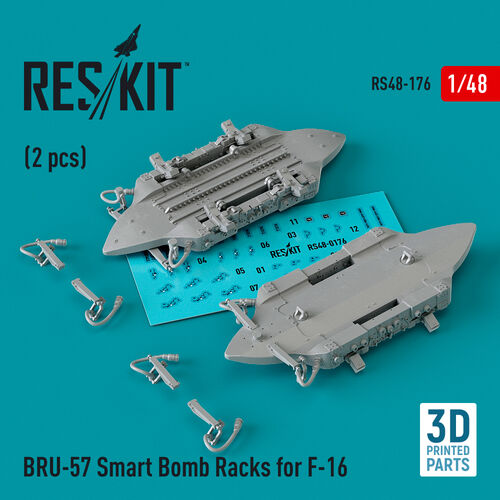 RES/KIT 48-0176 BRU-57 Smart Bomb Racks For F-16 (2pcs) (3D Printed)